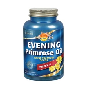 nature's life evening primrose oil 1300 mg | pms and menopause balance support for women | skin health | 60ct