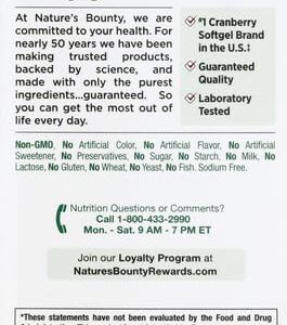 Nature's Bounty Cranberry Dietary Supplement, Supports Urinary Tract and Immune Health, Softgels, 25,200 Mg, 60 Ct