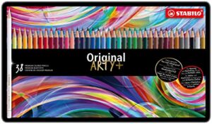 premium colouring pencils - stabilo original - arty+ - 38 metal case - with 38 different colours