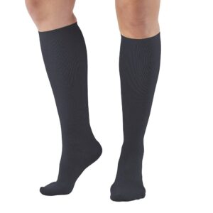 ames walker aw style 167 women's travel 15-20 mmhg moderate compression knee high socks black medium