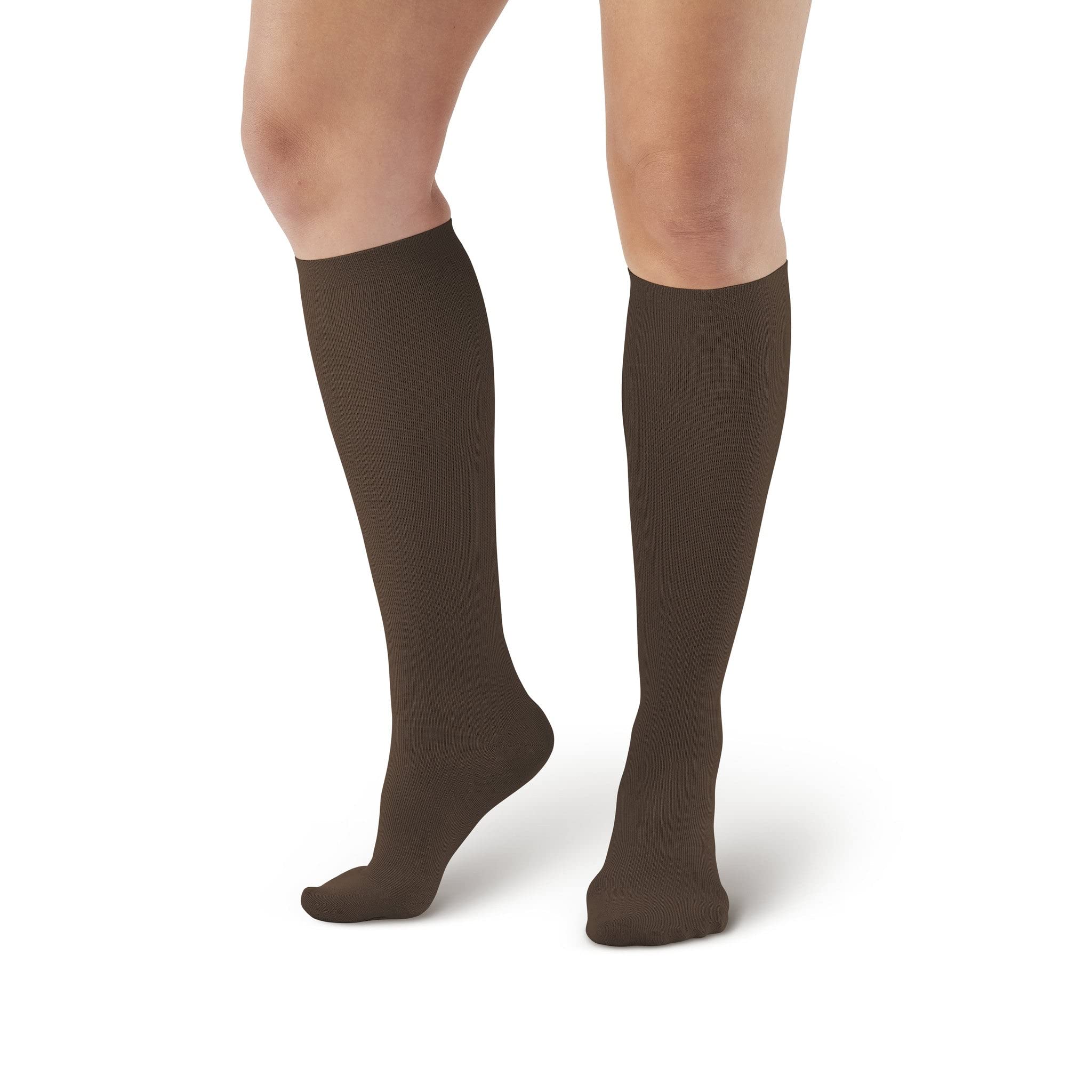 Ames Walker AW Style 112 Women's Microfiber 15-20 mmHg Moderate Compression Knee High Socks Black Large