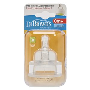 Dr. Brown's Original Wide-Neck Nipple, Level 1 (0m+), 2-Pack