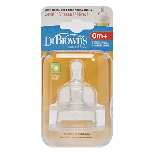 Dr. Brown's Original Wide-Neck Nipple, Level 1 (0m+), 2-Pack