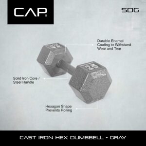 CAP Barbell Solid Hex Dumbbell, Single (30-Pound)