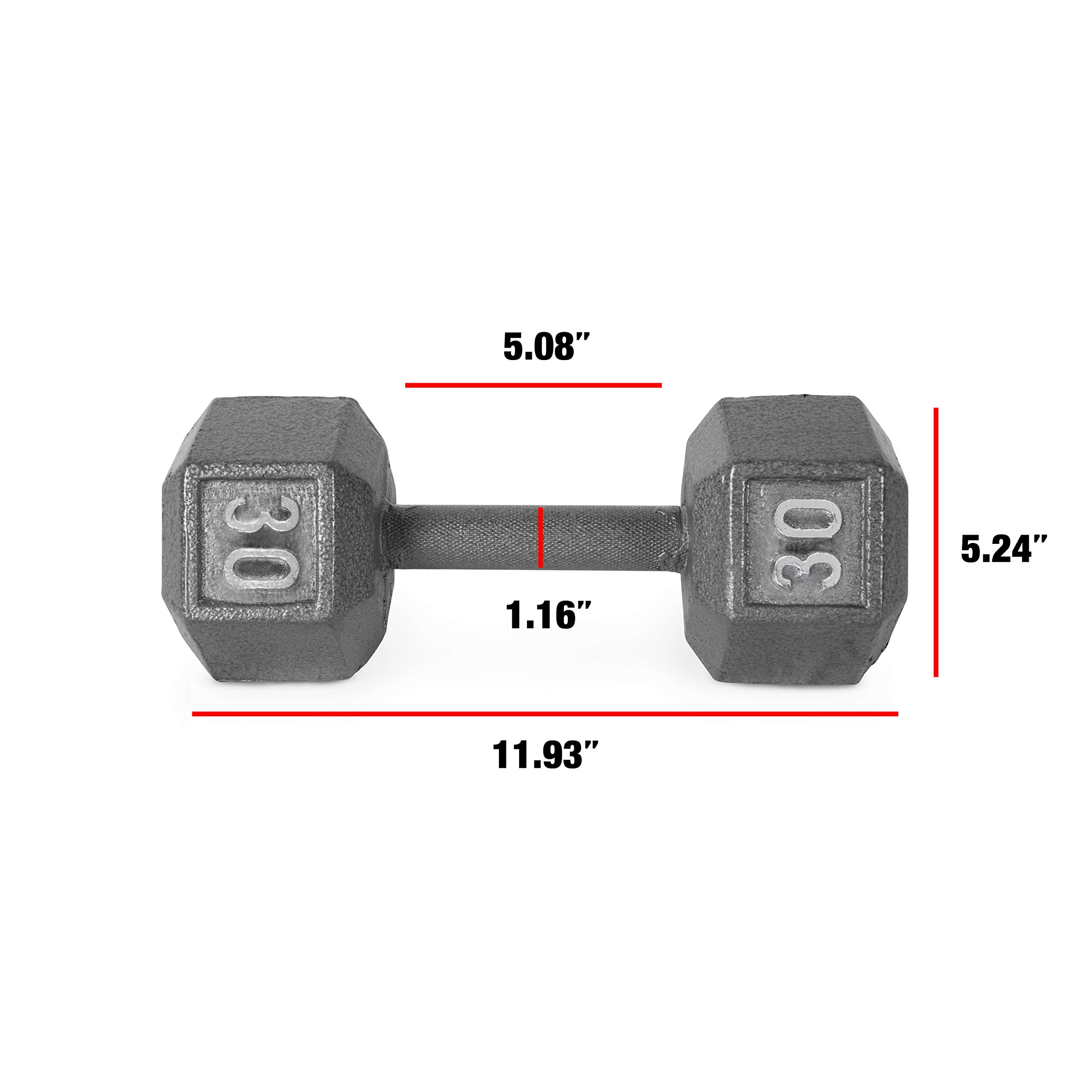 CAP Barbell Solid Hex Dumbbell, Single (30-Pound)