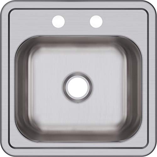 Elkay Dayton D115152 Single Bowl Top Mount Stainless Steel Bar Sink, 15 x 15 with 2" Drain Hole