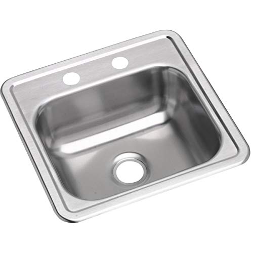 Elkay Dayton D115152 Single Bowl Top Mount Stainless Steel Bar Sink, 15 x 15 with 2" Drain Hole