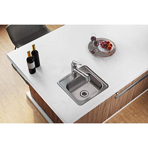 Elkay Dayton D115152 Single Bowl Top Mount Stainless Steel Bar Sink, 15 x 15 with 2" Drain Hole