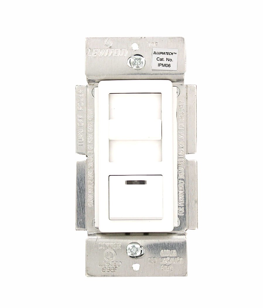 Leviton IllumaTech Dimmer Switch for Magnetic Low Voltage, Halogen and Incandescent Bulbs, IPM06-1LZ, White