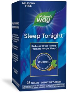 nature's way sleep tonight, stress-reducing formula to promote restful sleep*, with ashwagandha and l-theanine, vegan, 28 tablets (packaging may vary)