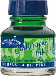 winsor & newton calligraphy ink, 30ml (1-oz) bottle, leaf green