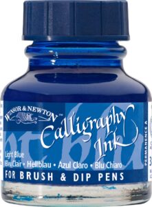 winsor & newton calligraphy ink, 30ml (1-oz) bottle, light blue