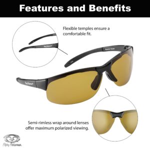 Flying Fisherman Maverick Polarized Sunglasses with AcuTint UV Blocker for Fishing and Outdoor Sports, Matte Black Frames/Yellow-amber Lenses