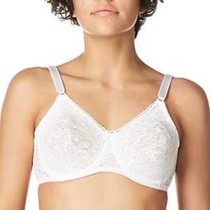 bali women's lace and smooth underwire bra, white, 38d