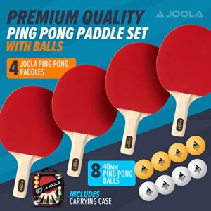 JOOLA All-in-One Indoor Table Tennis Hit Set (Bundle Includes 4 Rackets/Paddles, 8 Balls, Carrying Case), Multi, One Size (59152)