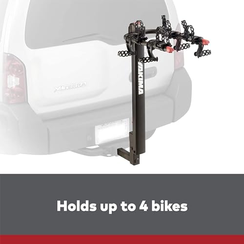 Yakima DoubleDown 4 Tilting Aluminum Hitch Bike Rack for Car, SUV, and Truck with 1.25 or 2 Inch Bike Rack Hitch Receivers, Black