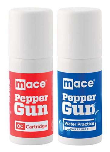 mace unisex adult (2) Brand Pepper Gun Cartridge Refills One OC Pepper One Water Trainer, Red/Blue, 28 Gram US