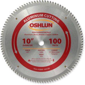 oshlun sbnf-100100 10-inch 100 tooth tcg saw blade with 5/8-inch arbor for aluminum and non ferrous metals