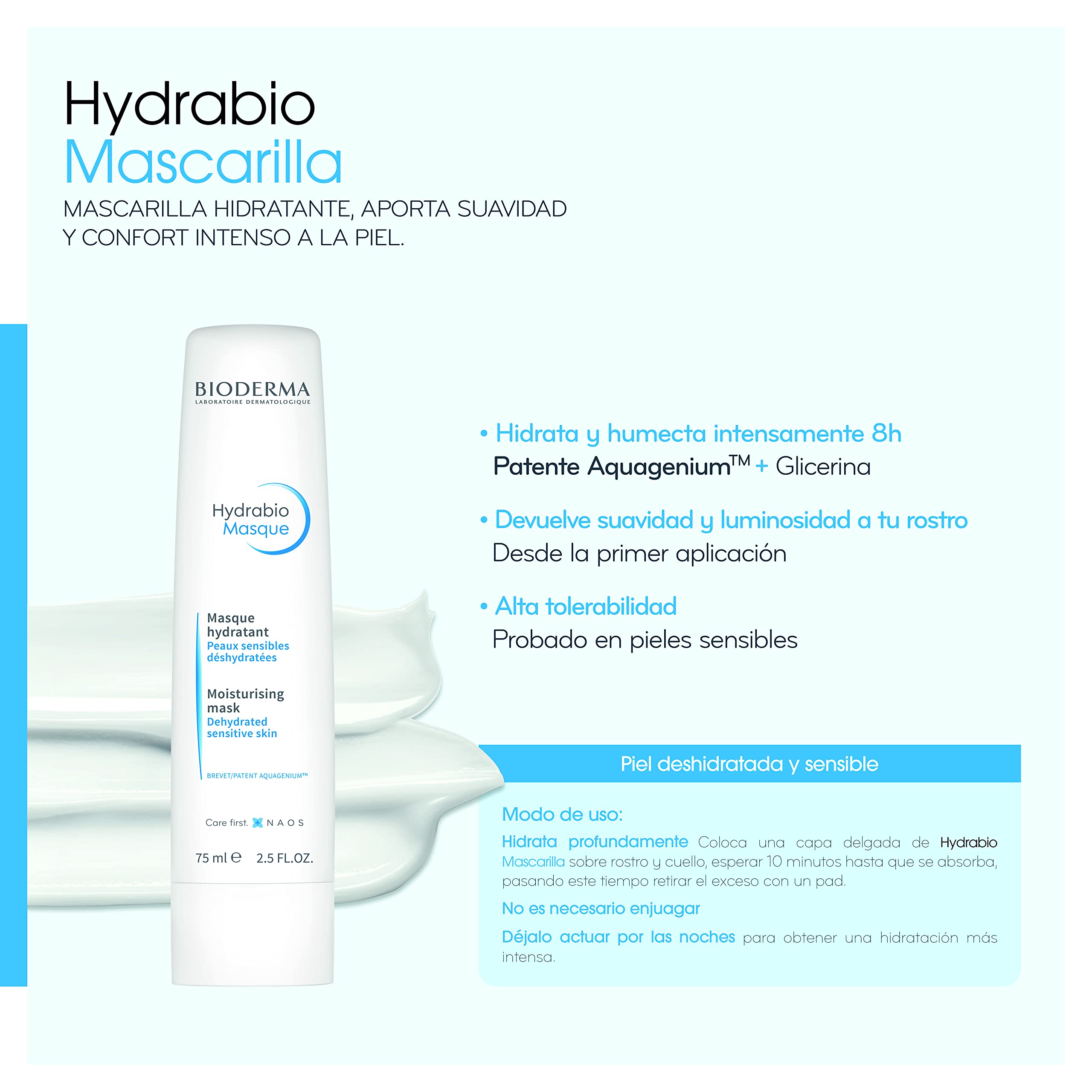 Bioderma - Hydrabio - Face Mask - Facial Mask for Sensitive Dehydrated Skin - Generates Softness and Comfort