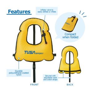 TUSA Sport Snorkeling Vest, Adult, Yellow, SV-4500