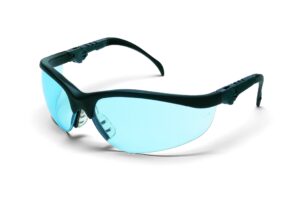 mcr kd313 crews klondike plus safety glasses ratchet black frame light blue lens, 1 pair