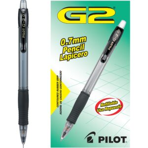 pilot, g2 mechanical pencils, 0.7mm hb lead, black accents, pack of 12