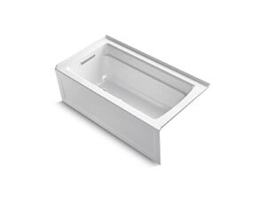 kohler k-1123-la-0 archer 60-inch x 32-inch alcove bath with integral apron, integral flange and left hand drain, white, one-size