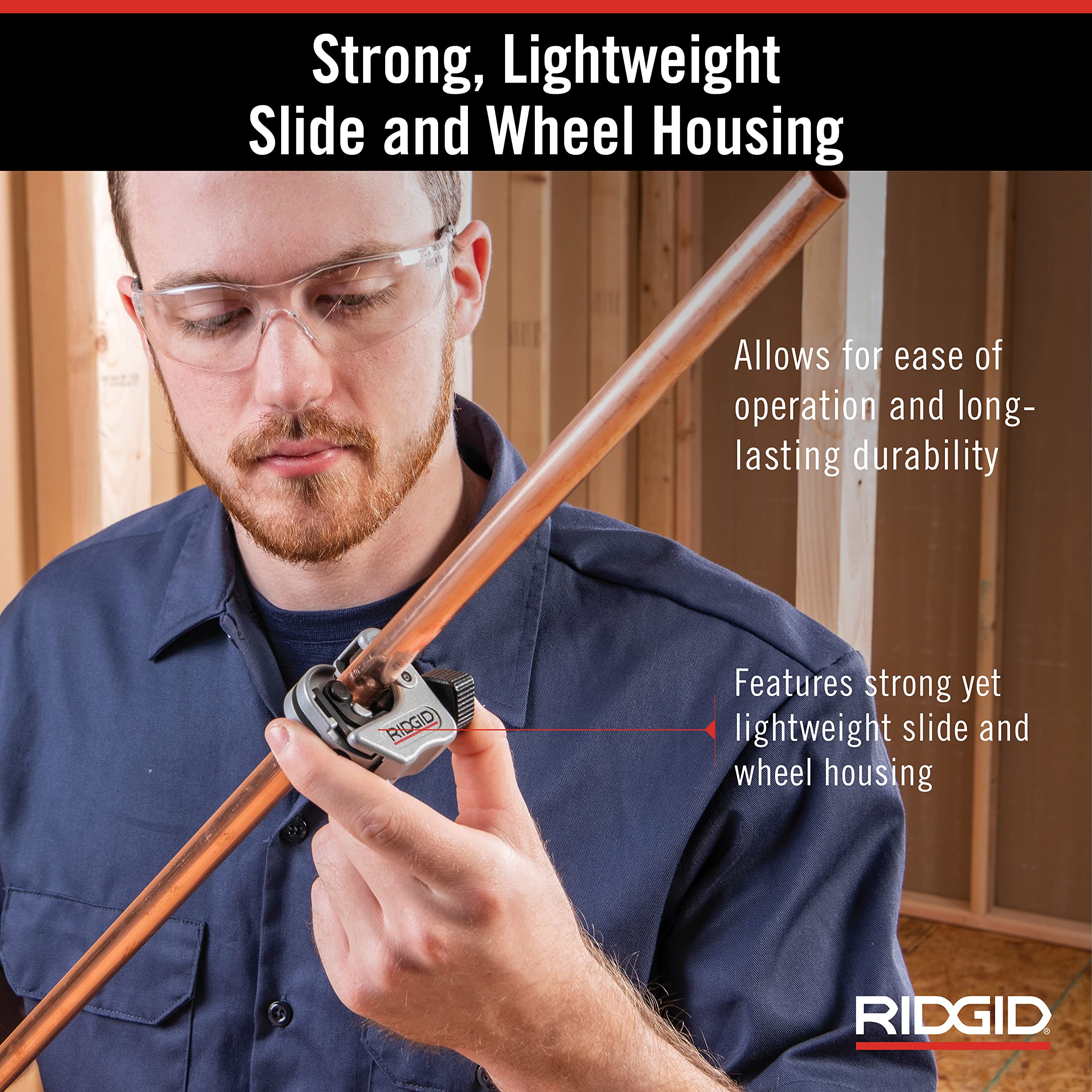 RIDGID 86127 Model 118 Close Quarters AUTOFEED 1/4" to 1-1/8" Copper, Aluminum, Brass, and Plastic Tubing Cutter