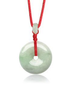 dahlia eternal circle jade necklace, real grade a certified burma jadeite for inner peace, adjustable lucky red cord, d24-q80