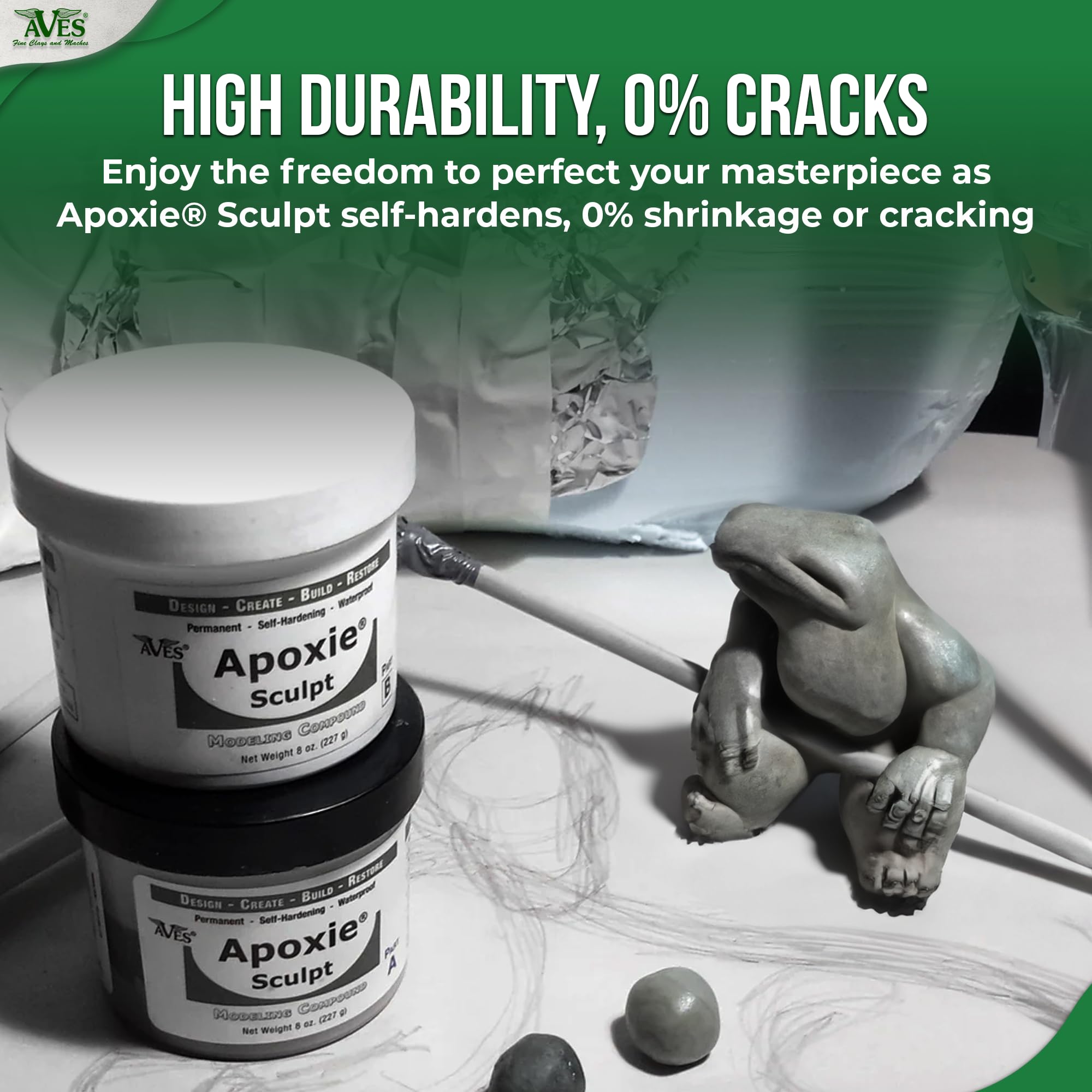 Apoxie Sculpt - 2 Part Modeling Compound (A & B) - 1 Pound, White/Stone White