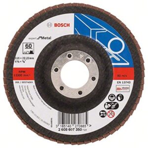 bosch professional 2608607350 metal prof 115mm flap disc straight g60, black/brown