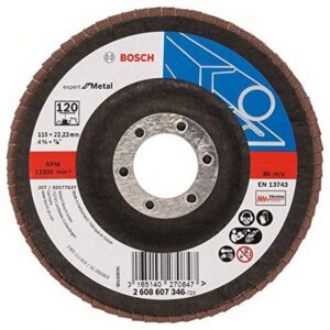 bosch professional 2608607346 flap discs 115x22 g120, black/brown