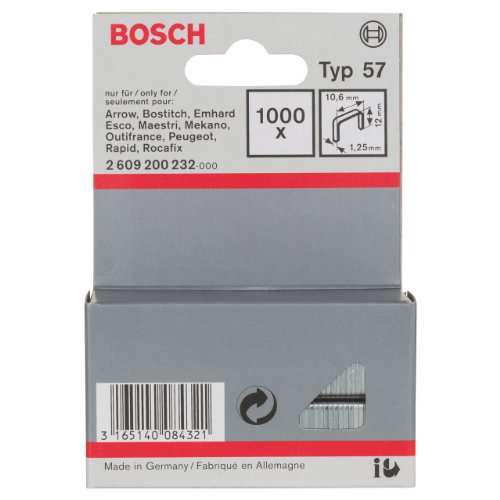 Bosch 2609200232 Fine Wire Staple 12x10, 6mm 1000 Pcs