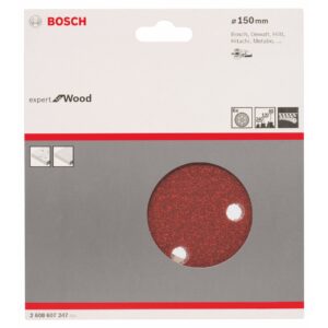 bosch 2608607247 sanding discs, wood velcro, 6 hole, 150mm Ø, 60/80/240 grit, red