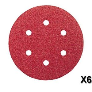 Bosch 2608607247 Sanding Discs, Wood Velcro, 6 Hole, 150mm Ø, 60/80/240 Grit, Red