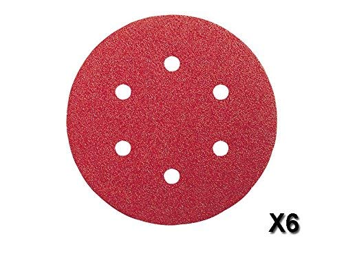 Bosch 2608607247 Sanding Discs, Wood Velcro, 6 Hole, 150mm Ø, 60/80/240 Grit, Red