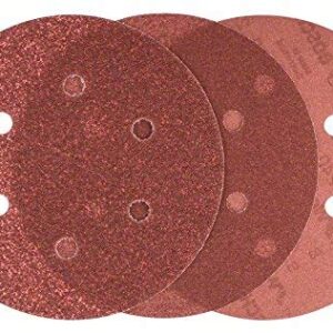 Bosch 2608607247 Sanding Discs, Wood Velcro, 6 Hole, 150mm Ø, 60/80/240 Grit, Red