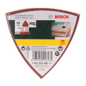 Bosch Home and Garden 2607019500 25 Delta Sanding Sheets Mixed, 60-240 Grit, Red