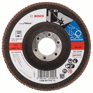 bosch professional 2608607319 flap disc x571, best for metal 115 mm, 22.23 mm, 120, black/brown, 1fächersschleifs.b.f.m.115mm