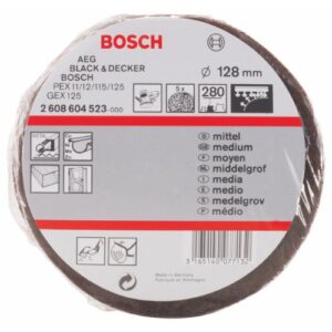 Bosch 2608604523 Sanding Cloth, 4.9 inches (125 mm), 280, Medium (5 Sheets)