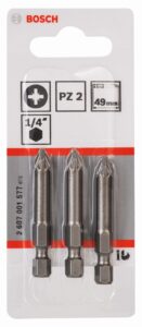 bosch 2607001577 screwdriver bit pz2 xh 49mm 3 pcs