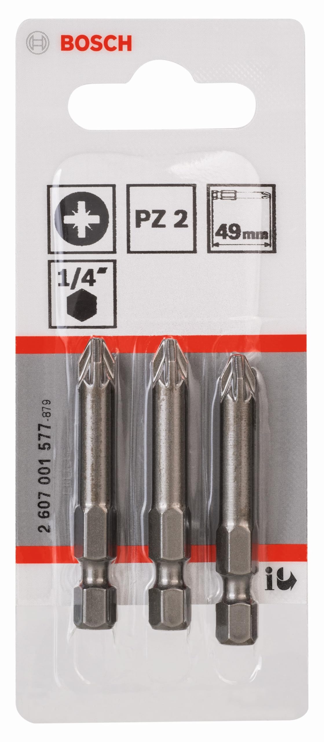 Bosch 2607001577 Screwdriver Bit PZ2 XH 49mm 3 Pcs