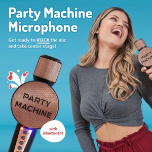 Singing Machine Wireless Karaoke Microphone for Kids & Adults, Party Machine Mic (Rose Gold) - Portable Handheld Bluetooth Microphone with Speaker & Voice Changer Effect - Karaoke Mic for Singing