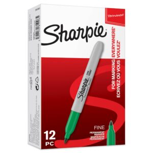 sharpie permanent markers, fine point, green,12 count