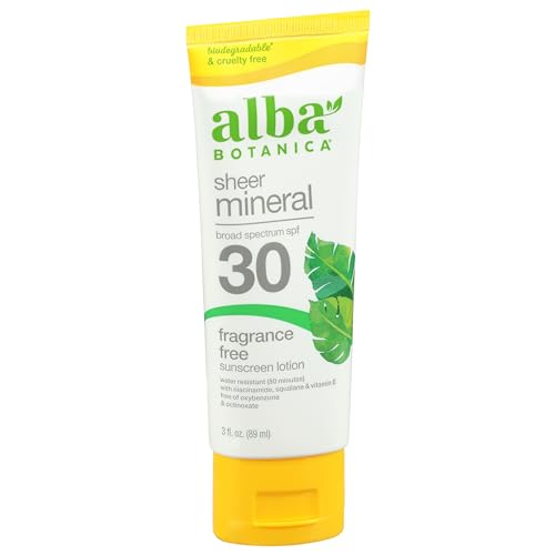 Alba Botanica Sunscreen Lotion, Sensitive Mineral, SPF 30, Fragrance Free, 3 oz