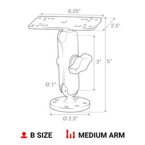 RAM Mounts Garmin Marine Electronic Mount RAM-B-111U with Medium Arm Compatible with Select Garmin Devices