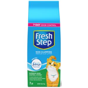 Fresh Step Non-Clumping Premium Cat Litter with Febreze Freshness, Scented - 7 Pounds (Package May Vary)