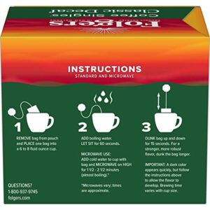 Folgers Coffee Singles Classic Decaf Medium Roast Coffee, 19 Single Serve Coffee Bags