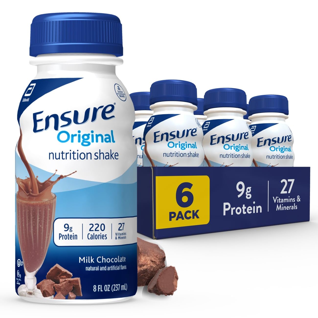 Ensure Original Milk Chocolate Nutrition Shake | Meal Replacement Shake | 6 Pack