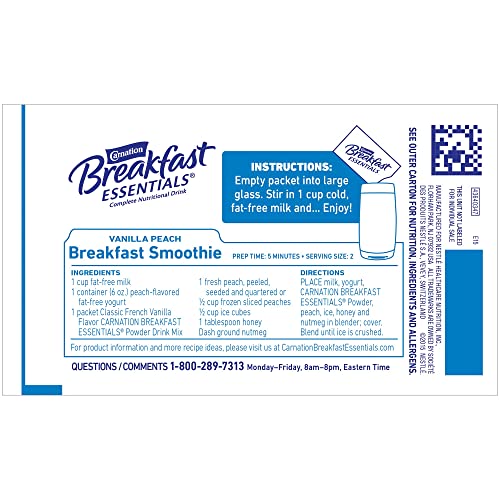 Nestle Carnation Breakfast Essentials Complete Nutritional Drink Vanilla 1.26 oz. Packet 10 Ct